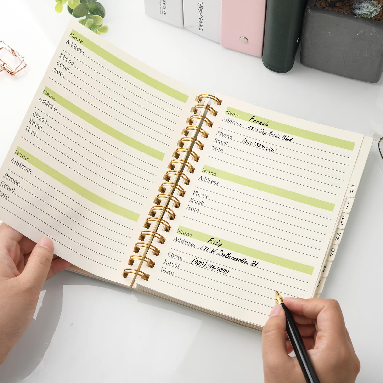suituts 2 Pack Spiral Bound Address Book with Alphabetical Tabs, 5.8" x 8.2" Telephone Address Book for Contacts, Address and Password Book for Halloween Gift Home Office