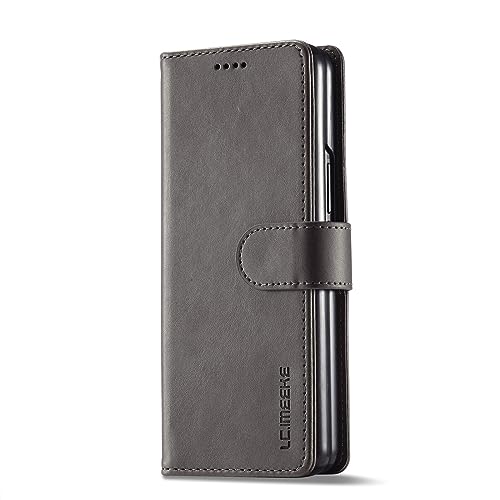 Case for Samsung Galaxy Z Fold 5,Luxury PU Leather Anti-Fall Magnetic Flip Folio Card Slots Holder Protective Case Cover Compatible with Samsung Galaxy Z Fold 5(Gray)
