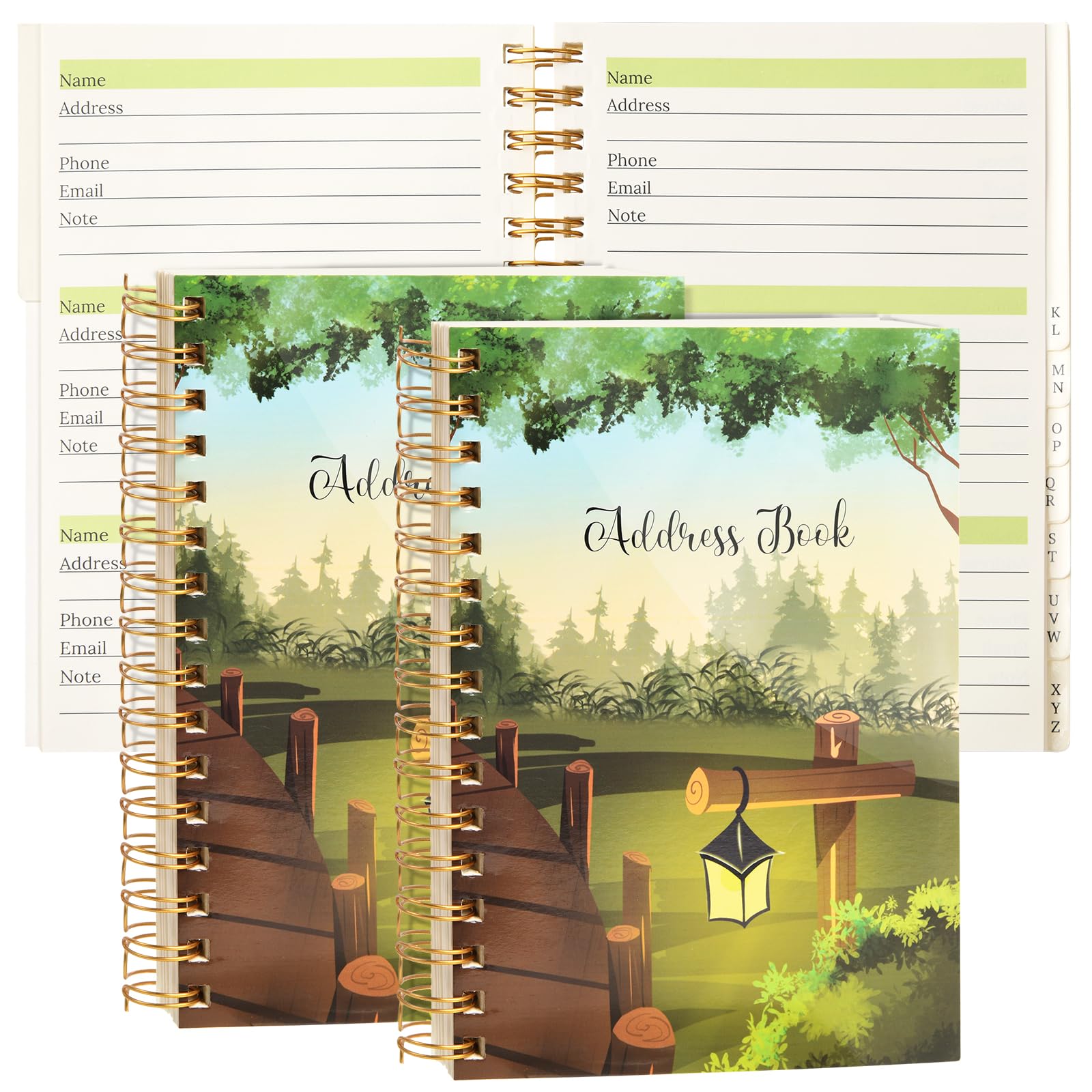 suituts 2 Pack Spiral Bound Address Book with Alphabetical Tabs, 5.8" x 8.2" Telephone Address Book for Contacts, Address and Password Book for Halloween Gift Home Office