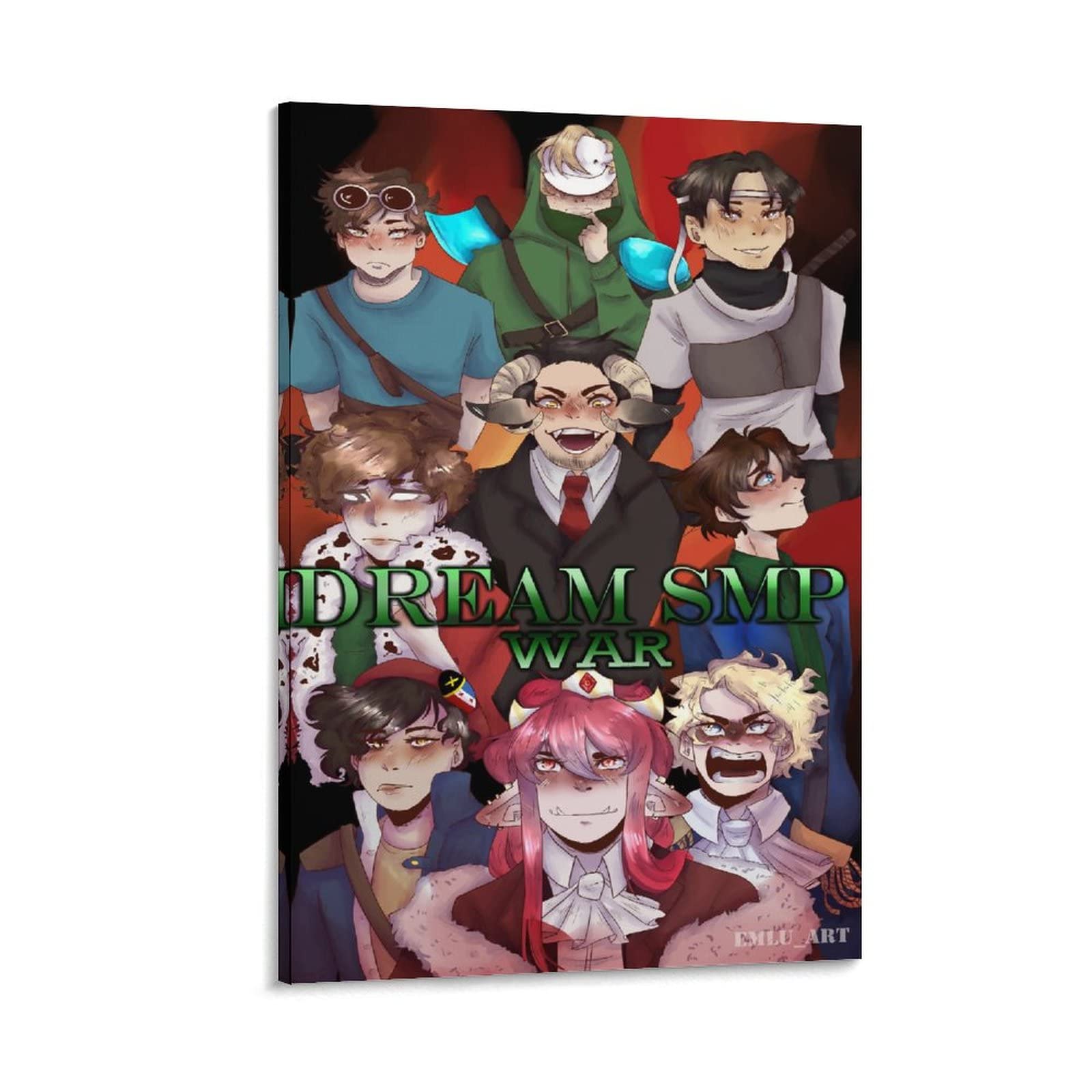 Dream SMP Anime Poster Adventure Comedy TV Drama Canvas Vintage Wall Art Decor Gift (13) Canvas Painting Posters And Prints Wall Art Pictures for Living Room Bedroom Decor 08x12inch(20x30cm) Frame-st