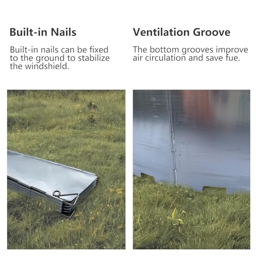 Folding Outdoor Stove Windshield, 10 Plates Aluminum Camp Stove Windscreen, Portable Gas Burner Windscreen for Camping, Hiking, RV Traveling