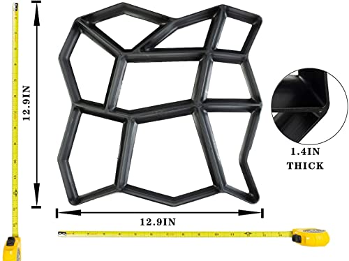 VanSmaGo 4Packs Concrete Molds and Forms,Walk Path Maker Walkway Stone Molding Paving Pavement Stepping Stone Outdoor Paver Cement Mold for Patio, Lawn & Garden