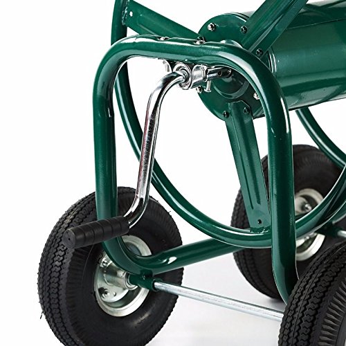 XtremepowerUS Hose Reel Cart Green w/Wheels 300' Capacity Outdoor Patio Garden Reel Holder