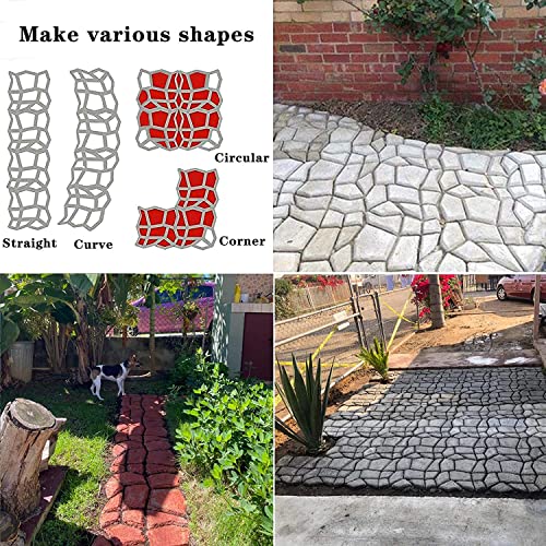 VanSmaGo 4Packs Concrete Molds and Forms,Walk Path Maker Walkway Stone Molding Paving Pavement Stepping Stone Outdoor Paver Cement Mold for Patio, Lawn & Garden