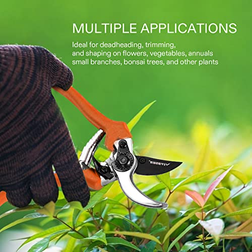 VIVOSUN 8β Premium Bypass Pruning Shears, Strong Garden Clippers, Durable Hand Pruner, Tree Trimmers for Bushes, Stems, and Flowers, Orange