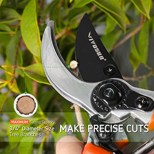 VIVOSUN 8β Premium Bypass Pruning Shears, Strong Garden Clippers, Durable Hand Pruner, Tree Trimmers for Bushes, Stems, and Flowers, Orange