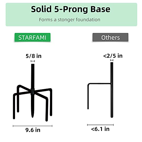 STARFAMI Double Shepherds Hook for Outdoor with 5 Prongs Base, Upgraded Adjustable Garden Hanging Stand Plant Holders for Bird Feeder, Plant Baskets, Solar Light Lanterns, Wedding (60 Inch 2pcs)