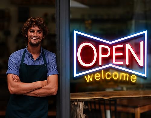 KUshopfast Open Neon Signs For Business, LED Neon Open Sign, USB Powered Open Sign For Window Business Storefront Bar Salon Hotel Cafes Restaurants,16IN