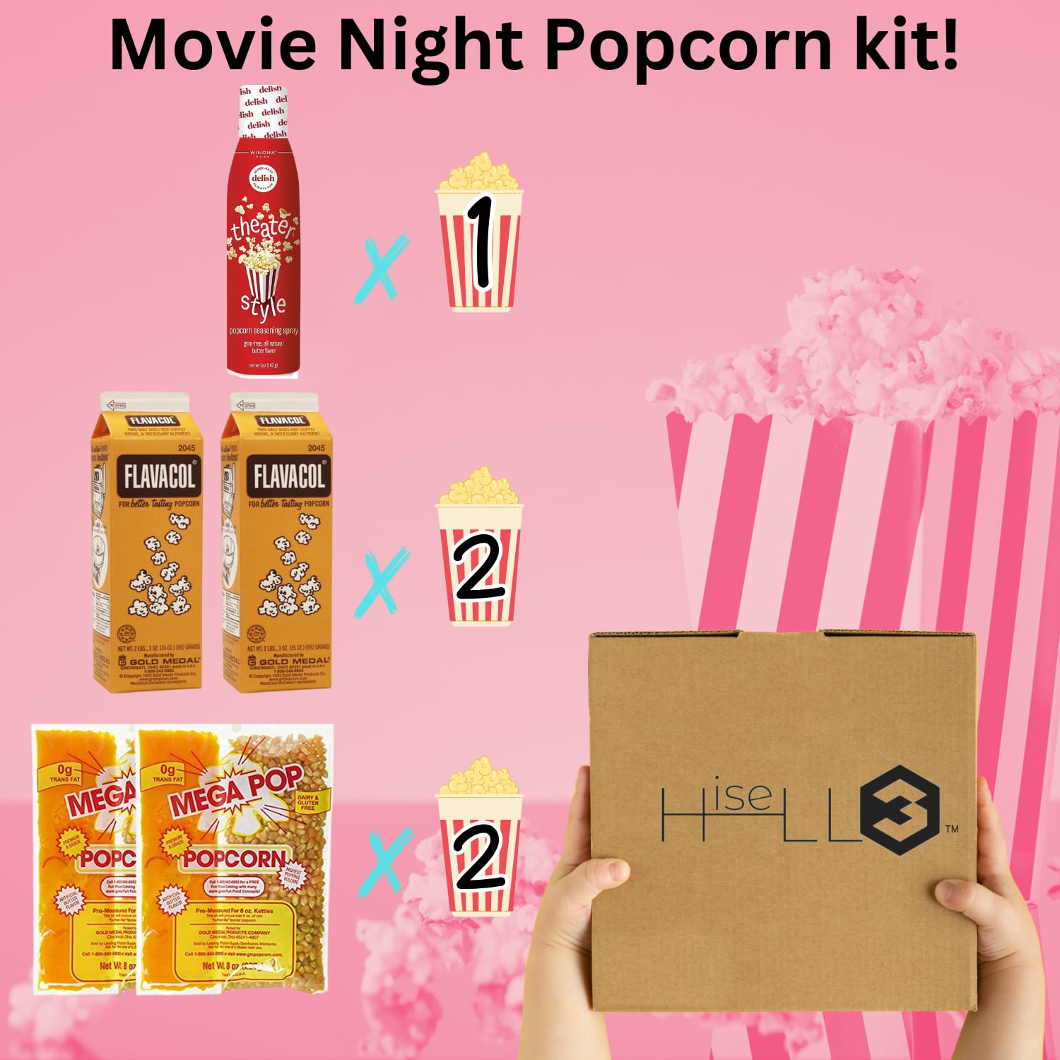 Winona Popcorn butter spray seasoning (1 pack ) (5oz) Flavacol Popcorn seasoning salt (2 pack ) (35oz) Mega Pop popcorn kit, Kettle kit, Dairy and Gluten free, popcorn for popcorn machine (2 pack ) (8oz) Bundled by Hisell3