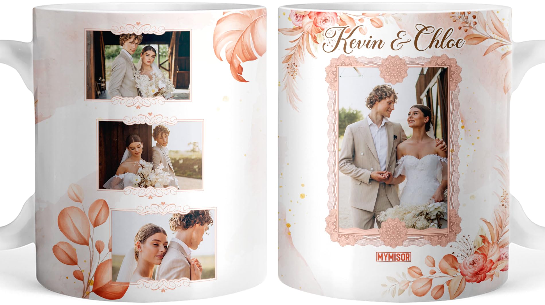 White Ceramic Coffee Mug Photo Mugs Personalized Picture Custom Name Engagement Wedding Gifts For Women Wife Engaged Couples Novelty Tea Cup Table Desk Accessories 11 And 15 Oz