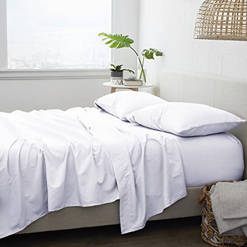 Giza Egyptian Cotton Sheets - Full Size, 100% Cotton, Fits Up to 15 Inch Extra Deep Mattresses, 4 Pcs (White)
