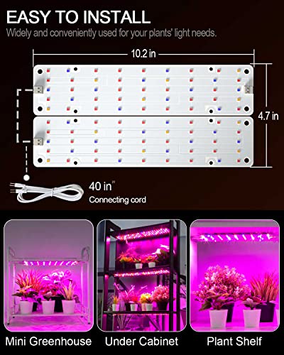 DOMMIA Plant Grow Light, 12W Ultra-Thin Plant Light, Full Spectrum Led Grow Light with 90 LEDs, 2Pcs DIY Assembly Grow Light Strip for Indoor Garden Greenhouse Aquarium Hydroponic