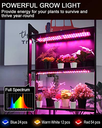 DOMMIA Plant Grow Light, 12W Ultra-Thin Plant Light, Full Spectrum Led Grow Light with 90 LEDs, 2Pcs DIY Assembly Grow Light Strip for Indoor Garden Greenhouse Aquarium Hydroponic