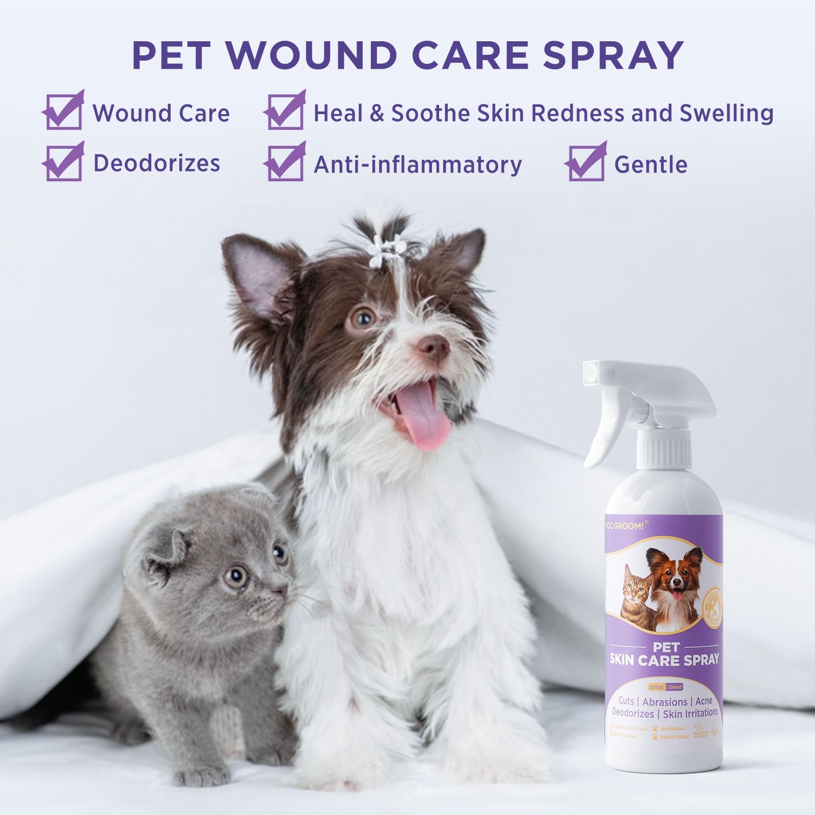 HICC PET Itch Relief Spray & Hot Spot Treatment for Dogs Cats 16.1 Fl Oz