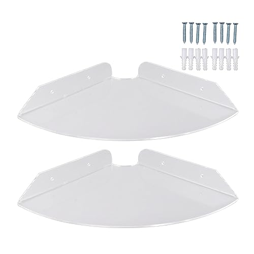 Qinlorgo Corner Wall Shelf, Quarter Round Corner Shelves Wall Mount for Shower Room for Photo Albums (Transparent)