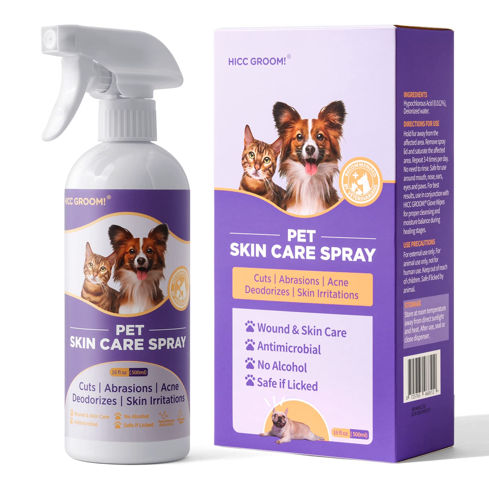 HICC PET Itch Relief Spray & Hot Spot Treatment for Dogs Cats 16.1 Fl Oz