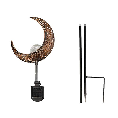 HDNICEZM Garden Solar Light Outdoor Decorative, Moon Crackle Glass Globe Stake Metal Lights,Waterproof Warm White LED for Pathway, Lawn, Patio, Yard