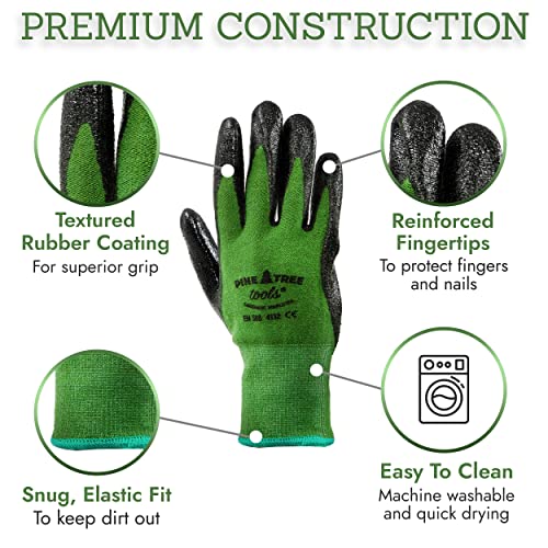 Pine Tree Tools Bamboo Gardening Gloves for Men & Women (Size XL)