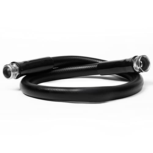 TEKIIOO Short Garden Hose 3ft x 5/8", Garden Lead-In Hose, Heavy Duty, Anti-Kink, Flexible, No-Leaking, MALE to Female, Black