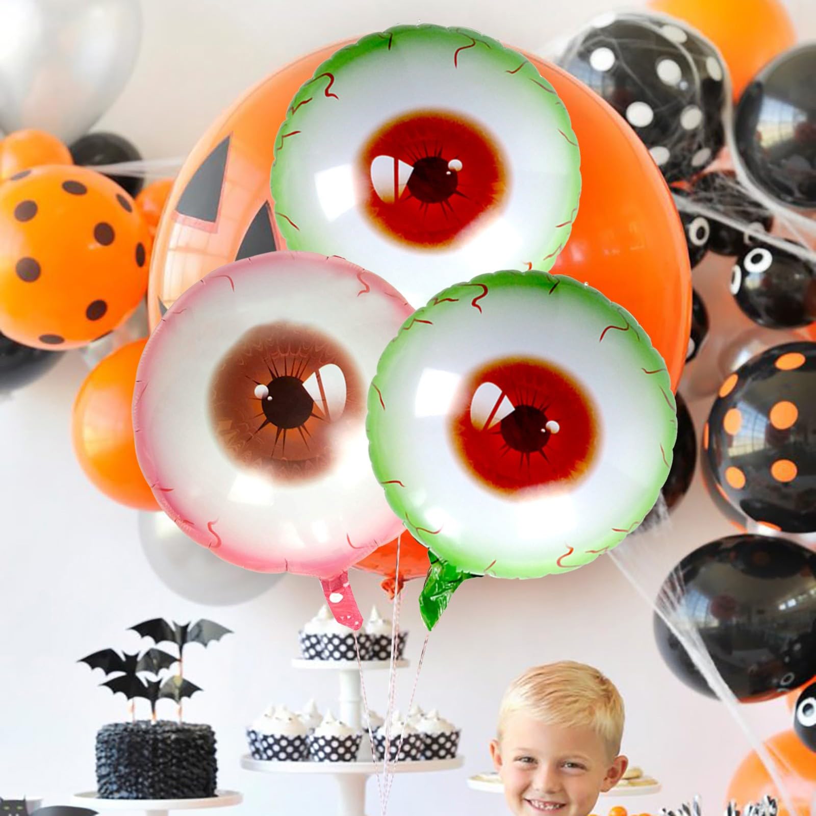 Halloween Eyeball Balloons Halloween Inflatable Eyeball Pumpkin Round Eyeball Foil Balloons Halloween Foil Balloons Halloween Decorations Loud House Birthday Decorations (A, One Size)