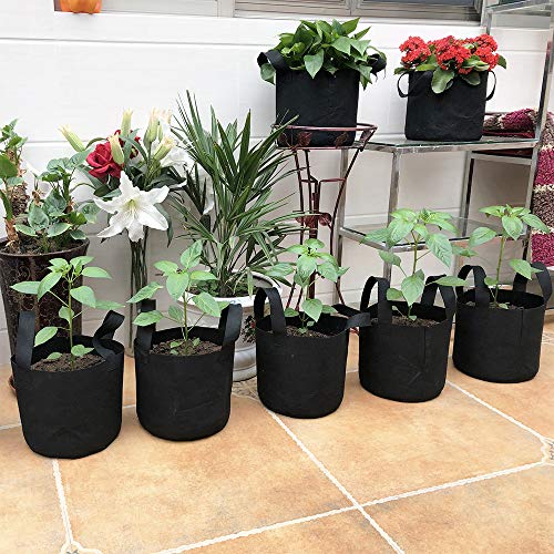 JERIA 8-Pack 10 Gallon Grow Bags, Aeration Fabric Pots with Handles, Heavy Duty Thickened Nonwoven Grow Pots with 8 Pcs Plant Labels