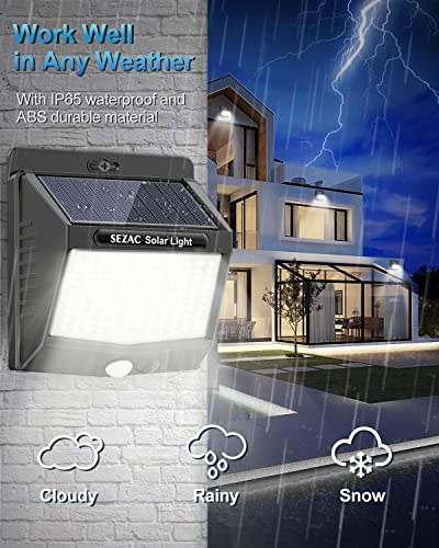 SEZAC Solar Outdoor Lights [10 Pack/3 Lighting Modes] Solar Motion Sensor Security Lights Ultra-Bright, Wireless Wall Lights Solar Powered for Outside Patio Garden Backyard Fence Stairway (118LED)