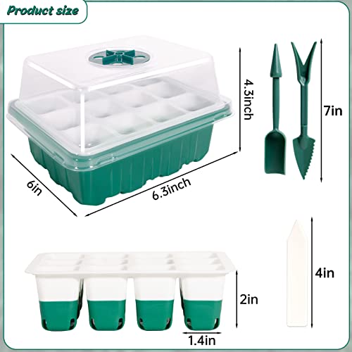 ZYP 【2023 Upgraded】 3 PCS Reusable Seed Starter Trays Kit,Soft Silicone Garden Seedling Starter Trays with Humidity Dome,Indoor Grow Kit for Plant,Flowers,Vegetables (12 Cells per Tray)