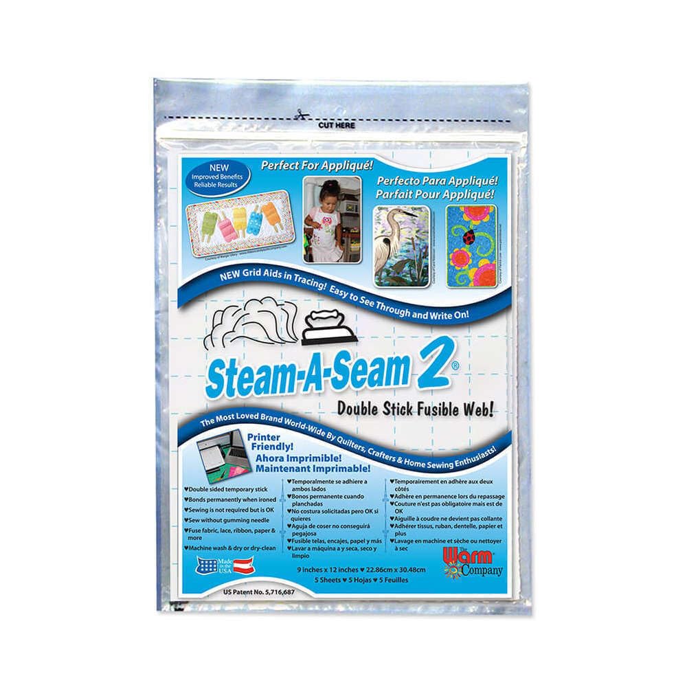 Warm Company Steam-A-Seam 2 Double Stick Fusible Web-9"X12" Sheets 5/Pkg (5517)