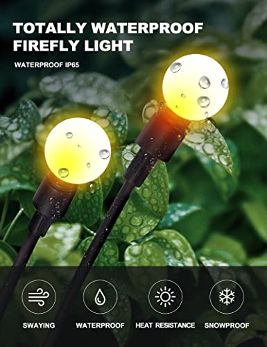 ZIVASA 10LED Starburst Swaying Solar Lights, Firefly Garden Light, Decorative Solar Garden Lights, Outdoor Waterproof Firefly Path Lights for Pathway Yard Patio Landscape, Warm White 2PCS