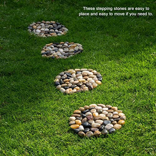 River Rock Stepping Stones Outdoor, Pavers Pebbles Polished Gravel for Garden Walkway Set of 6 (Roundness)