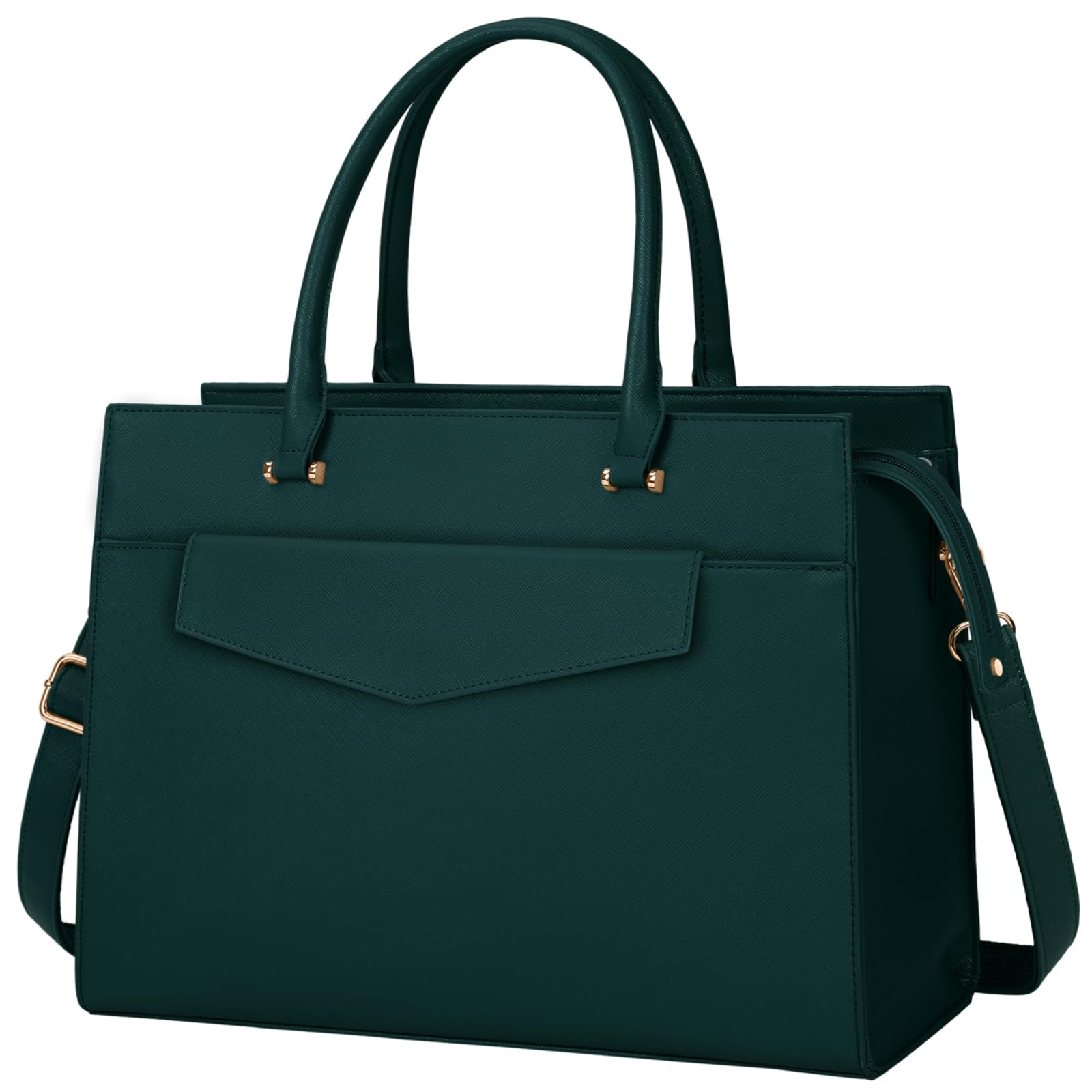 NEWHEY Women's Dark Green Leather Tote and Envelope Bag Set, 16.9in x 5.9in x 12.5in, 2-in-1 Design, Magnetic Closure, Adjustable Shoulder Strap