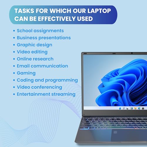 thunderb 15.6" Laptop Windows 11 Pro for Gaming, Business, School w/Intel i5 4.20GHz, 8GB RAM, 512GB SSD, Multicolor Backlit Keyboard, Fingerprint, HD Camera, Bluetooth, HDMI, USB 3.0, Metal Design