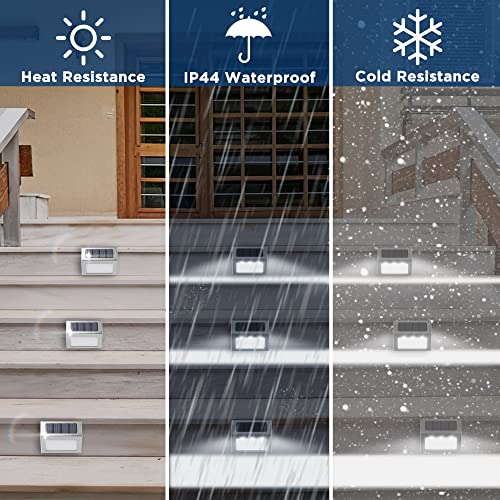 Solar Powered Step Lights,12 Pack Solar Deck Step Lights Outdoor, Stair Lights Waterproof for Driveway, Fence, Patio, Garden, Pathway, Cold White