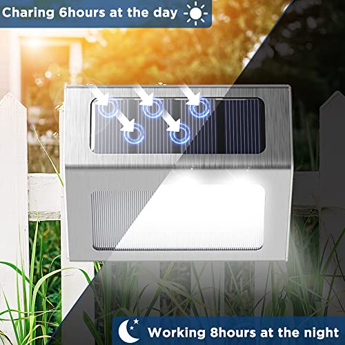 Solar Powered Step Lights,12 Pack Solar Deck Step Lights Outdoor, Stair Lights Waterproof for Driveway, Fence, Patio, Garden, Pathway, Cold White