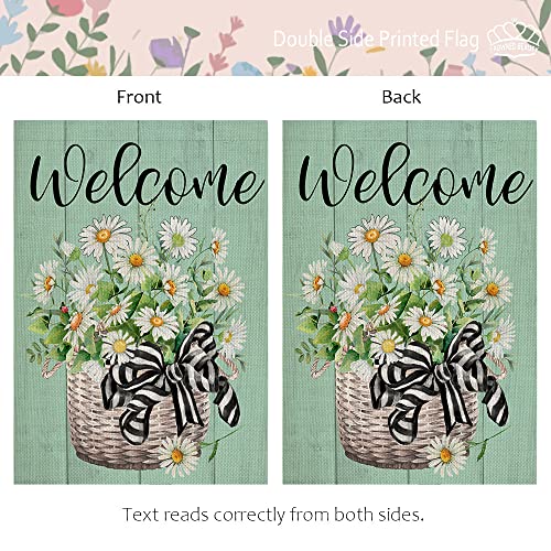 CROWNED BEAUTY Spring Garden Flag Floral 12x18 Inch Double Sided for Outside Chamomile Welcome Burlap Small Yard Holiday Decoration CF746-12