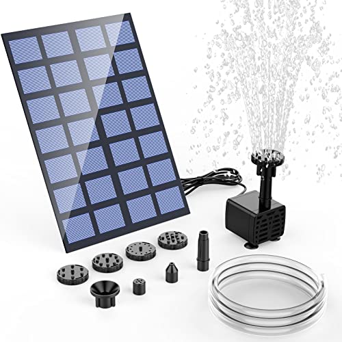 Solar Fountain Pump with Panel - AMZTime 2.5W DIY Solar Water Pump Kit with 6 Nozzles and 4ft Water Pipe, Solar Powered Fountain for Bird Bath, Fish Tank, Outdoor Pond, Patio Garden