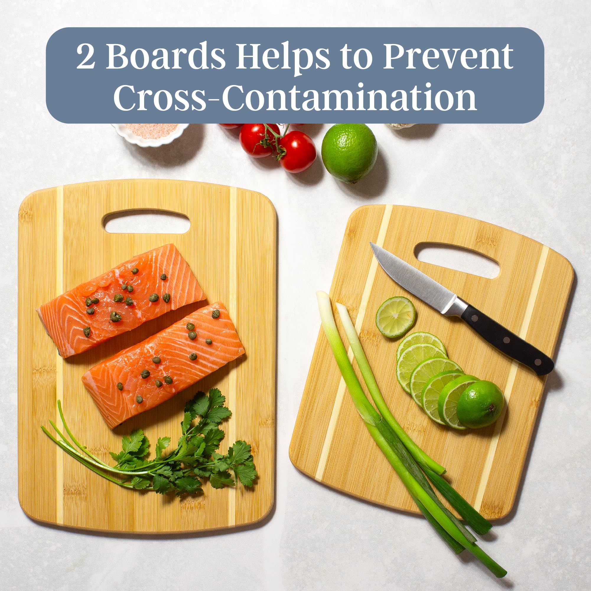 Totally Bamboo Two-Piece Striped Bamboo Cutting Board Set, 13" x 9-1/2" and 11" x 8-1/2"