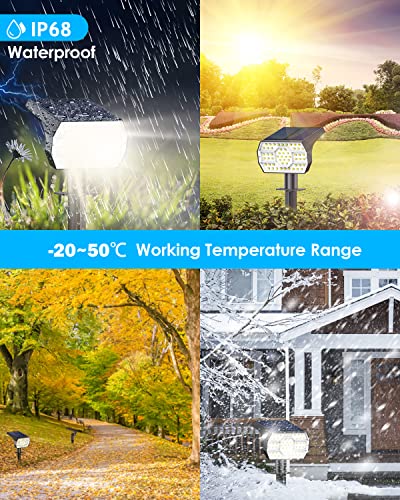 Kaxiida Solar Lights Outdoor Waterproof, 56 LED Solar Garden Pathway Lights, 3 Lighting Modes Solar Powered Landscape Lights Wall Lights in One- White, 6 Pack