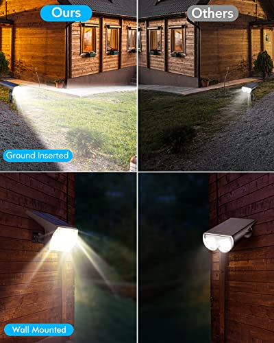 Kaxiida Solar Lights Outdoor Waterproof, 56 LED Solar Garden Pathway Lights, 3 Lighting Modes Solar Powered Landscape Lights Wall Lights in One- White, 6 Pack