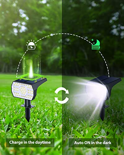 Kaxiida Solar Lights Outdoor Waterproof, 56 LED Solar Garden Pathway Lights, 3 Lighting Modes Solar Powered Landscape Lights Wall Lights in One- White, 6 Pack