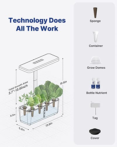 iDOO WiFi Hydroponics Growing System with APP Controlled, Indoor Herb Garden with Pump, Auto-Timer Smart Garden, LED Grow Light for Home Kitchen Gardening, 8 Pods Germination Kit, Height Up to 13.6"