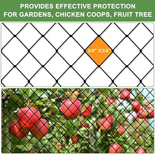 Bird Netting, Garden Netting with 3/4β Mesh Net as Poultry Netting for Chicken Coop, Heavy Duty Nylon Netting for Garden Protection, Fruit Tree Netting for Orchard, Vegetable Against Squirrels, Deer