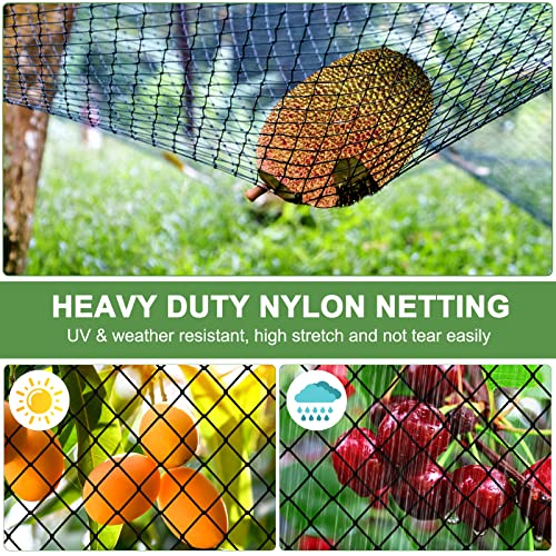 Bird Netting, Garden Netting with 3/4β Mesh Net as Poultry Netting for Chicken Coop, Heavy Duty Nylon Netting for Garden Protection, Fruit Tree Netting for Orchard, Vegetable Against Squirrels, Deer