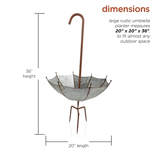 Alpine Corporation 36" Tall Outdoor Rustic Upside Down Umbrella Garden Stake and Planter
