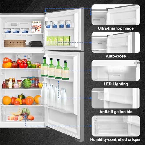 SMETA Top Freezer Refrigerator 30'', Frost Free Fridge 14.2 Cu Ft Refrigerators, Garage, Home, Office, Stainless Steel