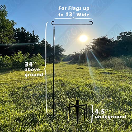 LCCBRO Garden Flag Stand Holder Heavy Duty with 5 Prong Base for Outside Double Flag, More Stable Yard Flag Stand Weather Proof, for Flags up to 13" Wide (Flag Stand Only)