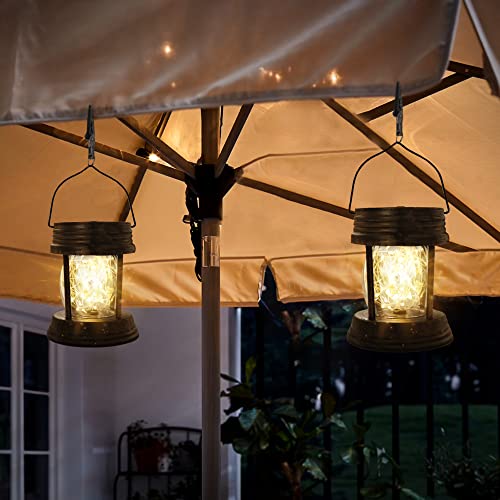 10 Pack Solar Pathway Lights + 2 Pack Hanging Solar Lights Outdoor Waterproof - Waterproof Outdoor Garden Lights Solar Powered - LED Decorative Table Solar Hanging Lanterns Outdoor