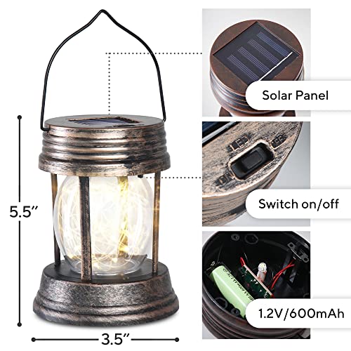10 Pack Solar Pathway Lights + 2 Pack Hanging Solar Lights Outdoor Waterproof - Waterproof Outdoor Garden Lights Solar Powered - LED Decorative Table Solar Hanging Lanterns Outdoor
