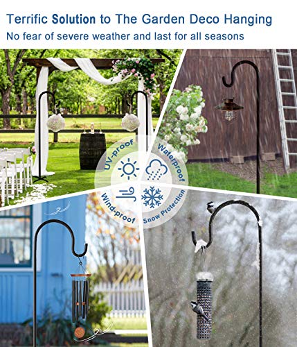 Artigarden 108 inch Outdoor Shepherd Hook with 5 Prong Base (1 Pack), Adjustable Heavy Duty Garden Hanging Stake for Bird Feeder Solar Light Plant Hanger Wedding Decor, Matte Black
