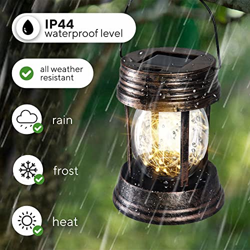 10 Pack Solar Pathway Lights + 2 Pack Hanging Solar Lights Outdoor Waterproof - Waterproof Outdoor Garden Lights Solar Powered - LED Decorative Table Solar Hanging Lanterns Outdoor